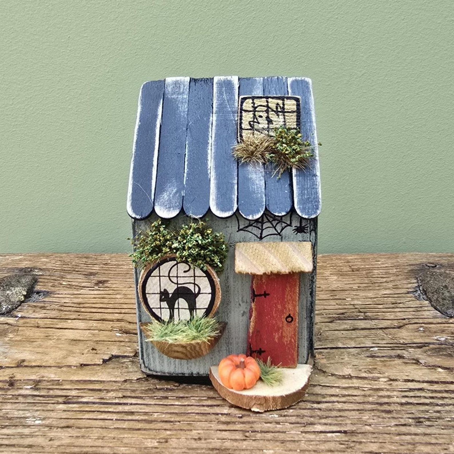 Witches Cottage. Little Wooden House With Pumpkins. Autumn Decor ...