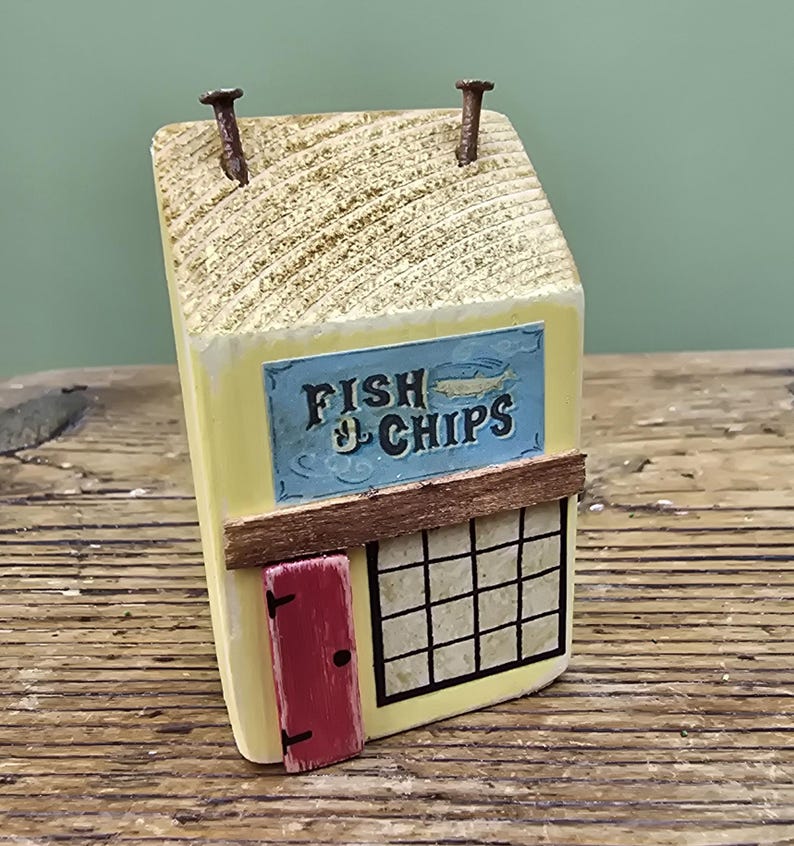 Wooden Fish and Chip Shop Model. Seaside Ornament. Miniature Chippy ...