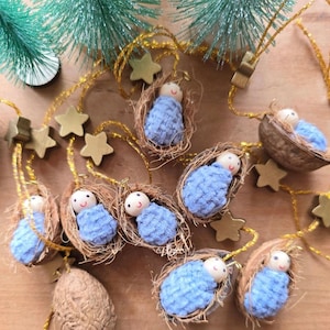 Baby Jesus in a Walnut Shell. Christmas Decoration. Hanging Tree ...