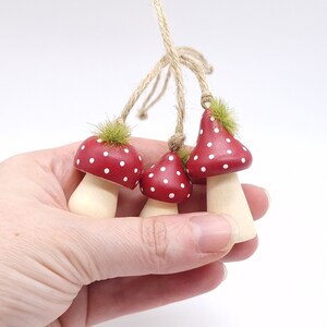 Set of Three Hand Painted Toadstools / Mushrooms. Hanging Wooden ...