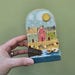 Miniature Harbour Scene With Seaside Houses and Boats. Handmade Wooden ...