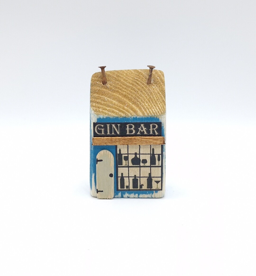 Miniature Gin Bar Wooden Decoration. Recycled Wood Gift for Gin ...