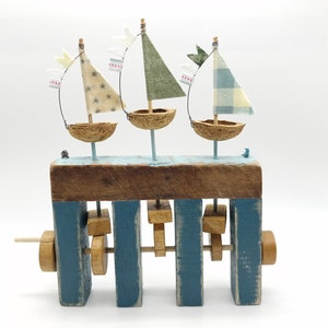 Whimsical Handcrafted Automaton With Moving Walnut Shell Boats ...