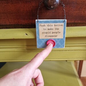 Small Hanging Wooden Sign /plaque. Magic Button. Novelty Funny Gift ...