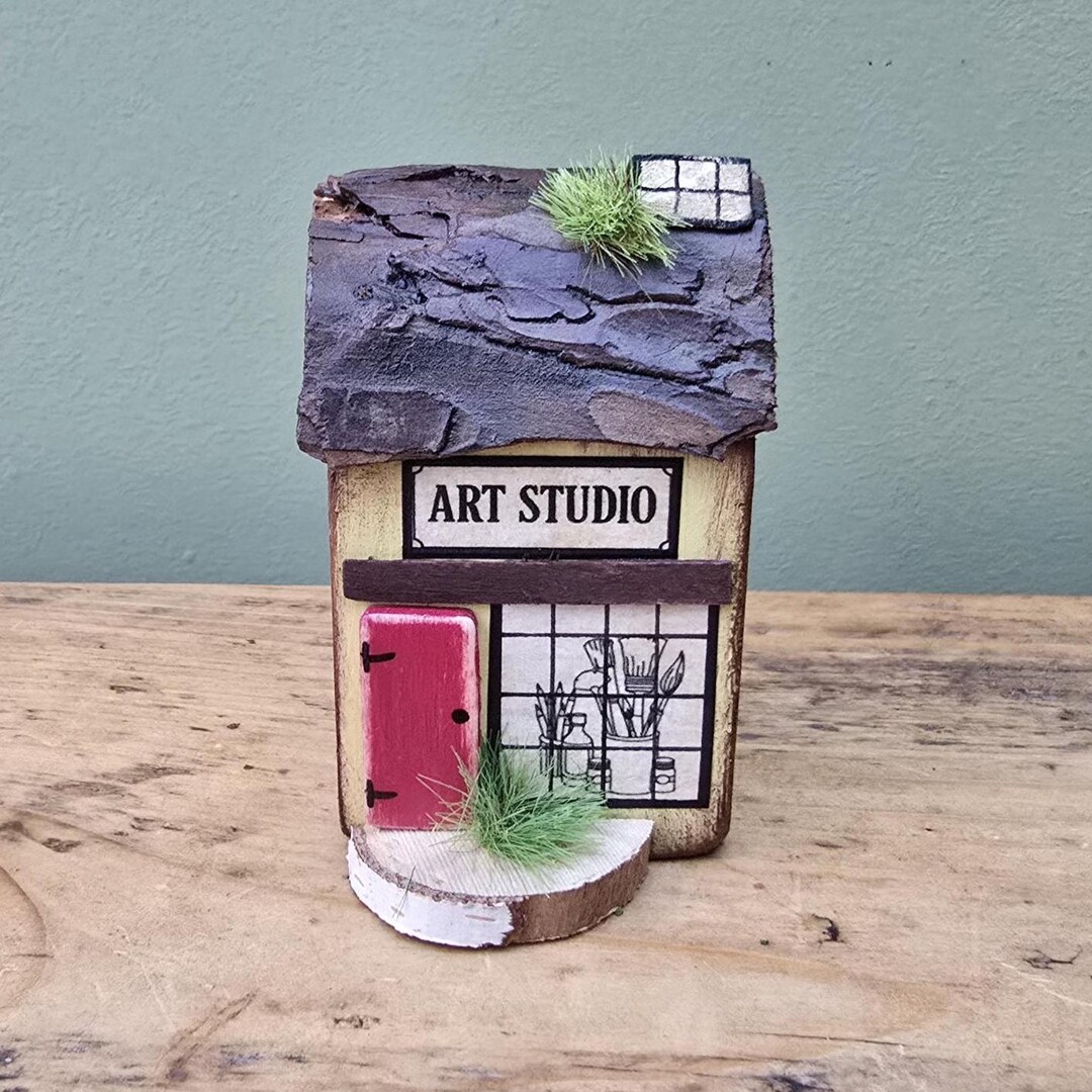 Miniature Art Studio Model, Handmade, Recycled Wood Home Decor, Artist ...