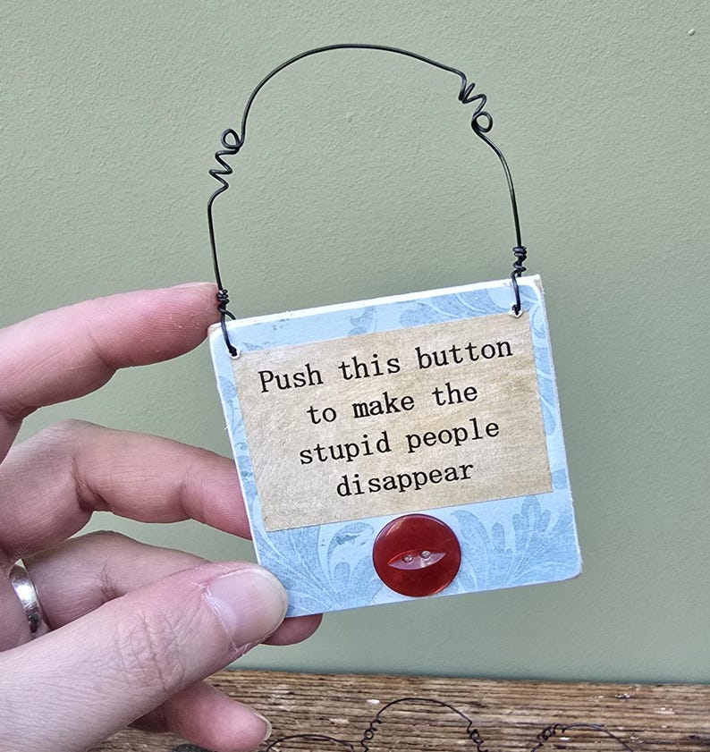 Small Hanging Wooden Sign /plaque. Magic Button. Novelty Funny Gift ...