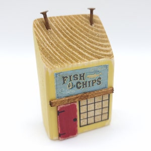 Wooden Fish and Chip Shop Model. Seaside Ornament. Miniature Chippy ...