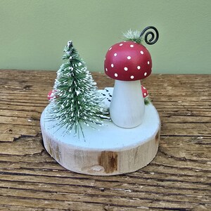 Whimsical Handmade Wooden Toadstool House on Log Slice - Unique ...