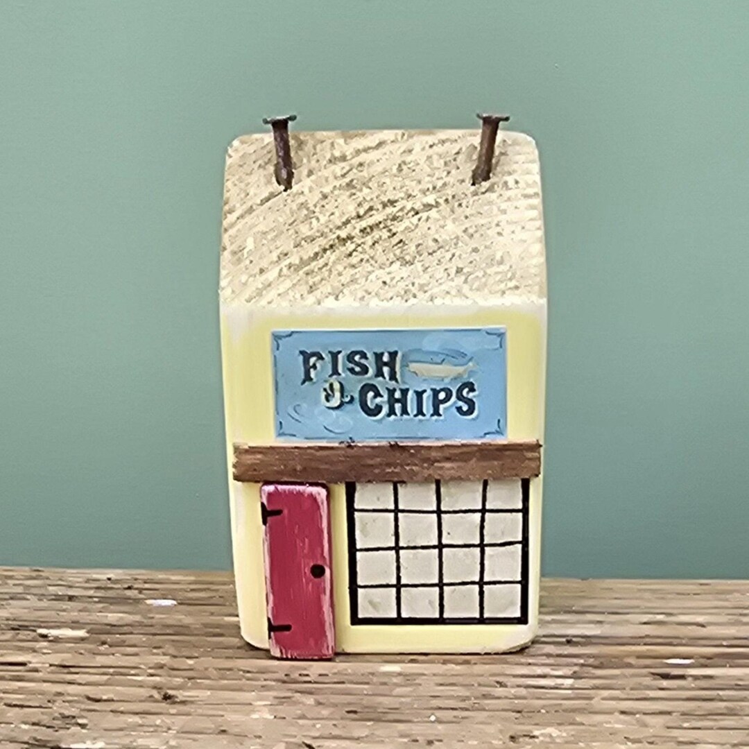 Wooden Fish and Chip Shop Model. Seaside Ornament. Miniature Chippy ...
