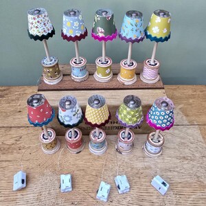 Handmade Miniature Table Lamp With Vintage Wooden Bobbin Base, Fairy ...