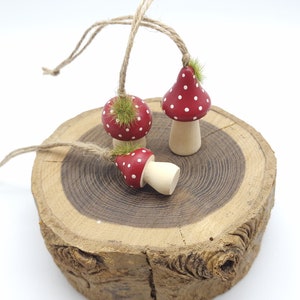 Set of Three Hand Painted Toadstools / Mushrooms. Hanging Wooden ...