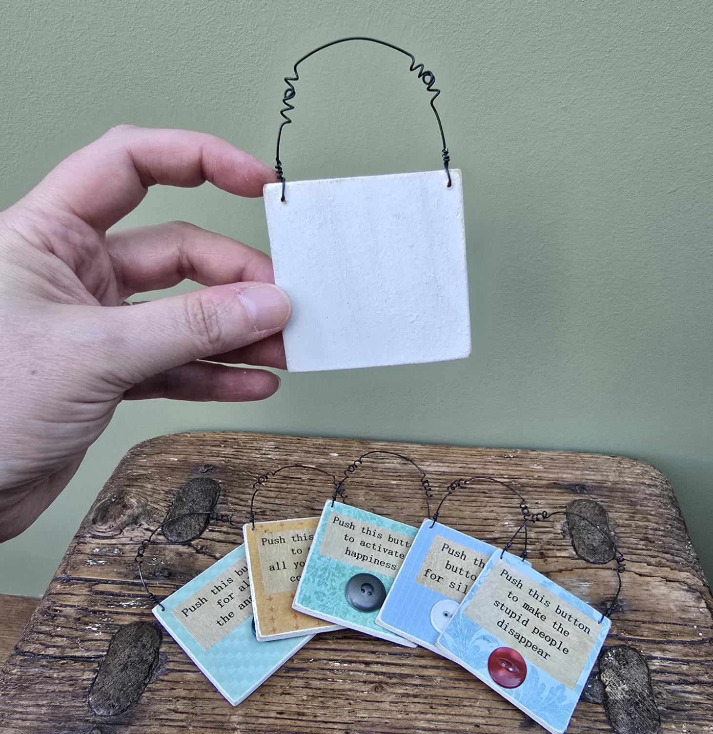 Small Hanging Wooden Sign /plaque. Magic Button. Novelty Funny Gift ...