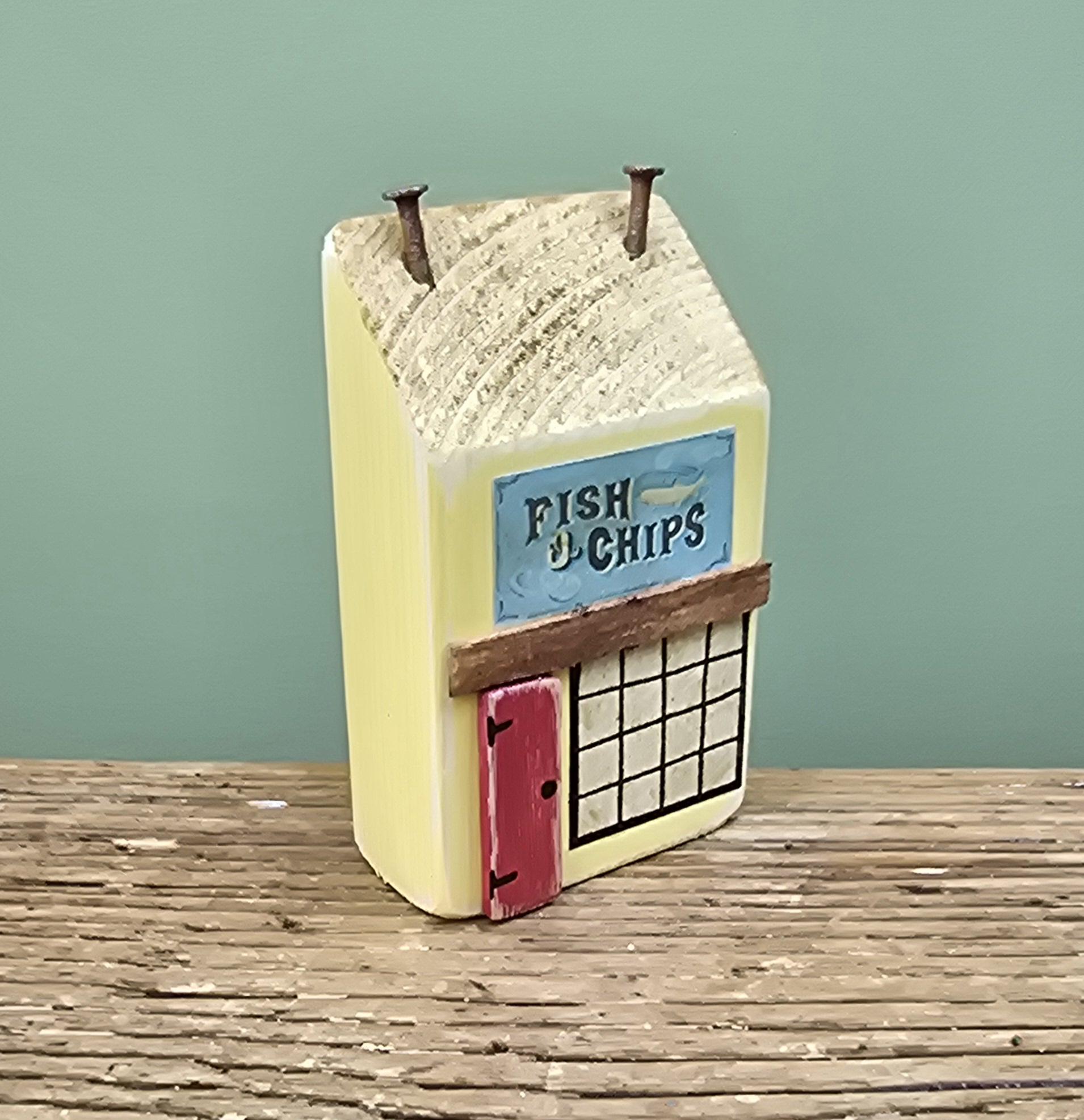 Wooden Fish and Chip Shop Model. Seaside Ornament. Miniature Chippy ...