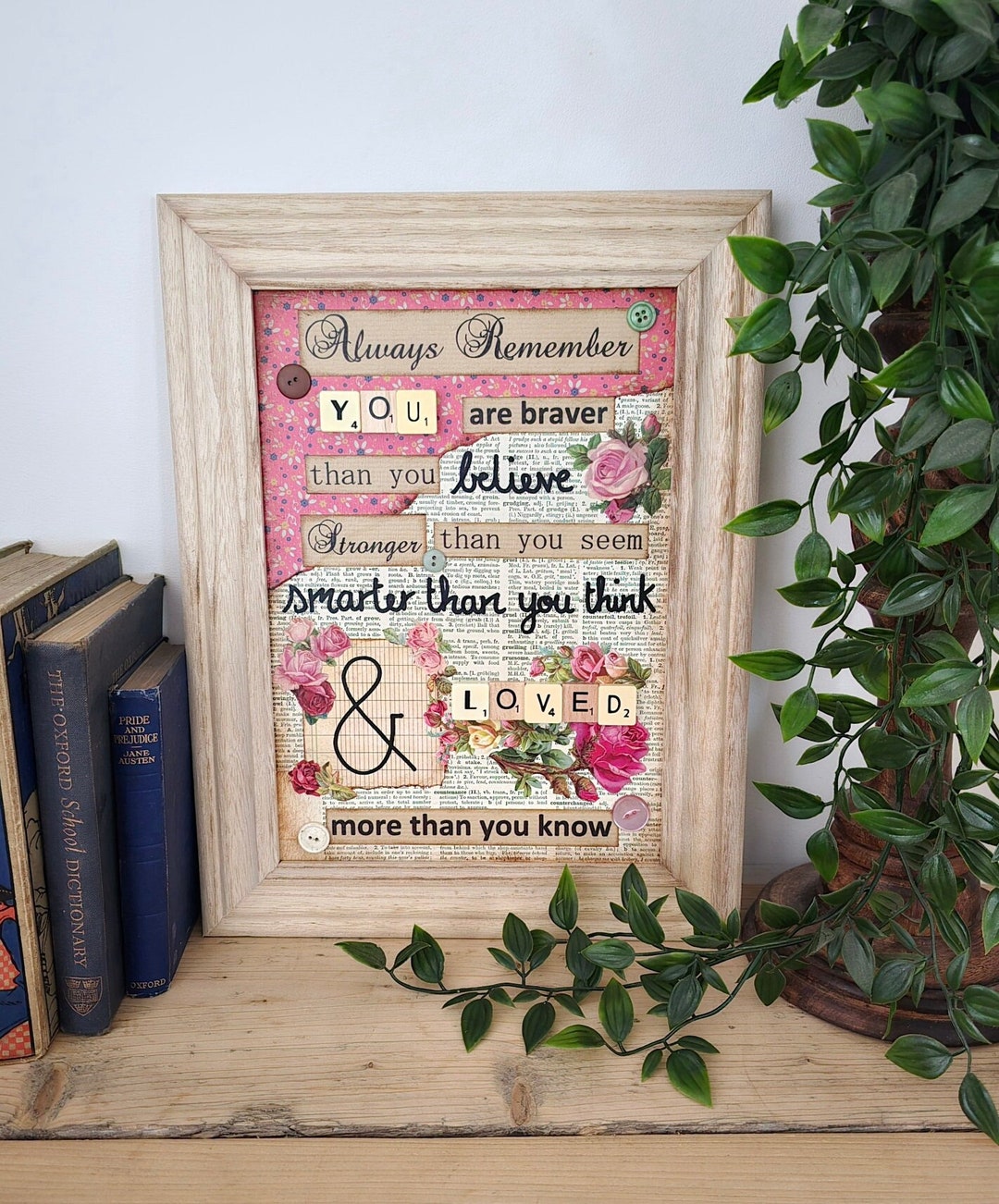 Mixed Media Quote Wall Art, Natural Wood Frame, Anniversary or Birthday ...