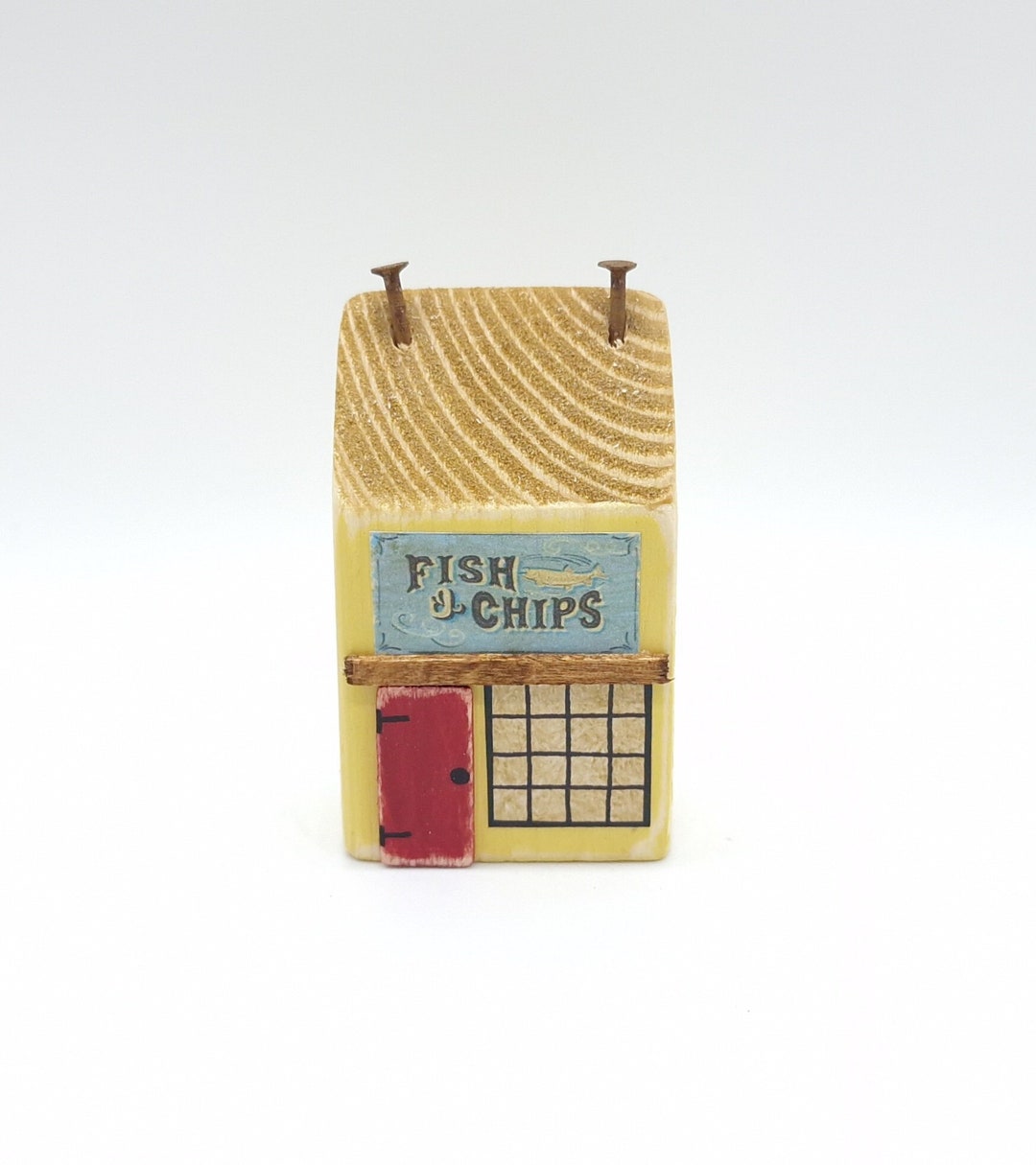 Wooden Fish and Chip Shop Model. Seaside Ornament. Miniature Chippy ...
