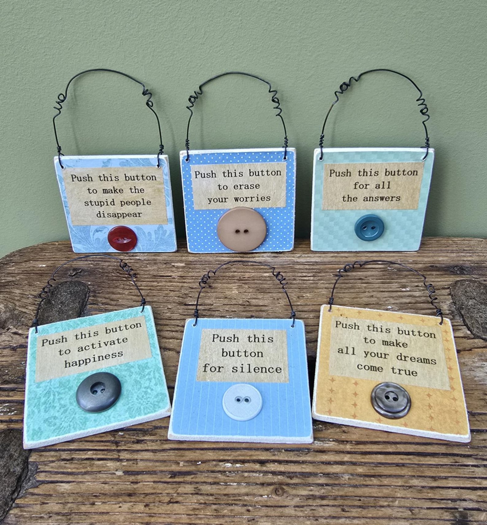 Small Hanging Wooden Sign /plaque. Magic Button. Novelty Funny Gift ...