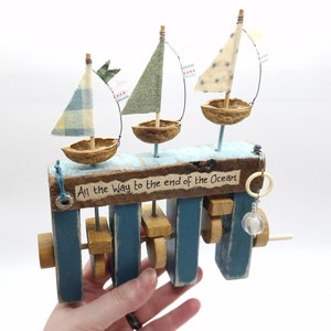 Whimsical Handcrafted Automaton With Moving Walnut Shell Boats ...