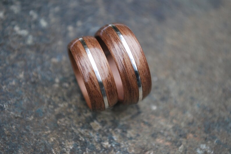 Wood Wedding Bands Sterling Silver Rings Wooden Ring | Etsy