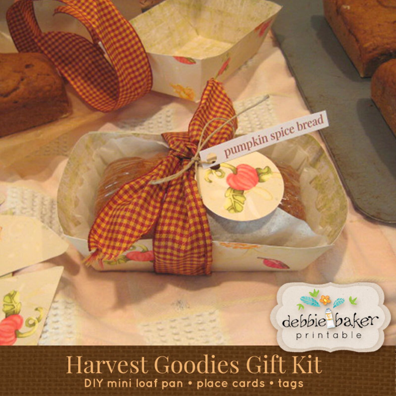 Harvest Goodies Printable Mini Loaf Pan Kit With Tags and Place Cards ...