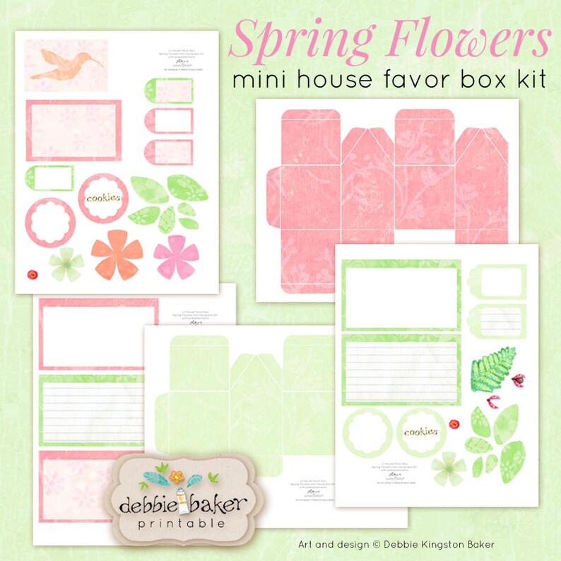 Mini House Favor Box Kit With Editable Recipe Cards, Embellishments, 2 ...