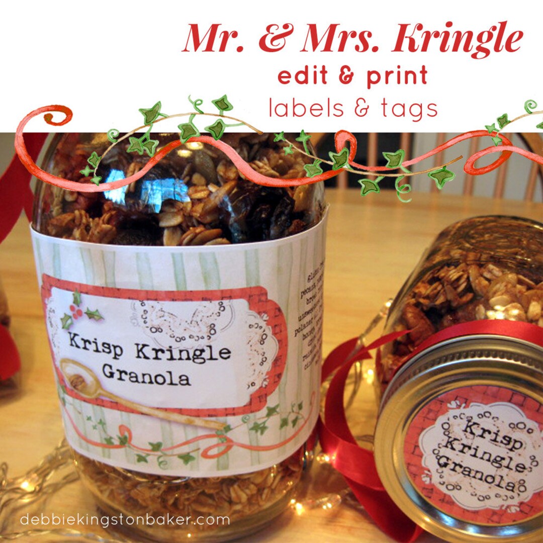 Christmas Gift Labels and Tags Set, Editable Printable, Green Stripe ...