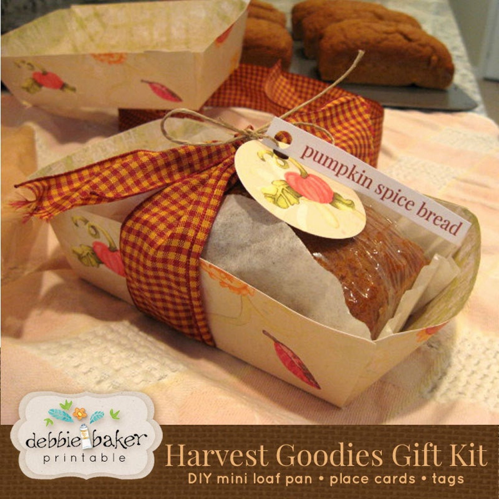 Harvest Goodies Printable Mini Loaf Pan Kit With Tags and Place Cards ...
