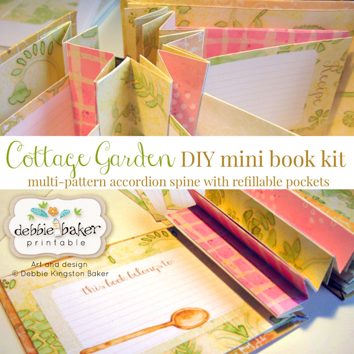 DIY Accordion Spine Mini Book Kit, Garden or Recipe Theme,finished 4 7/ ...
