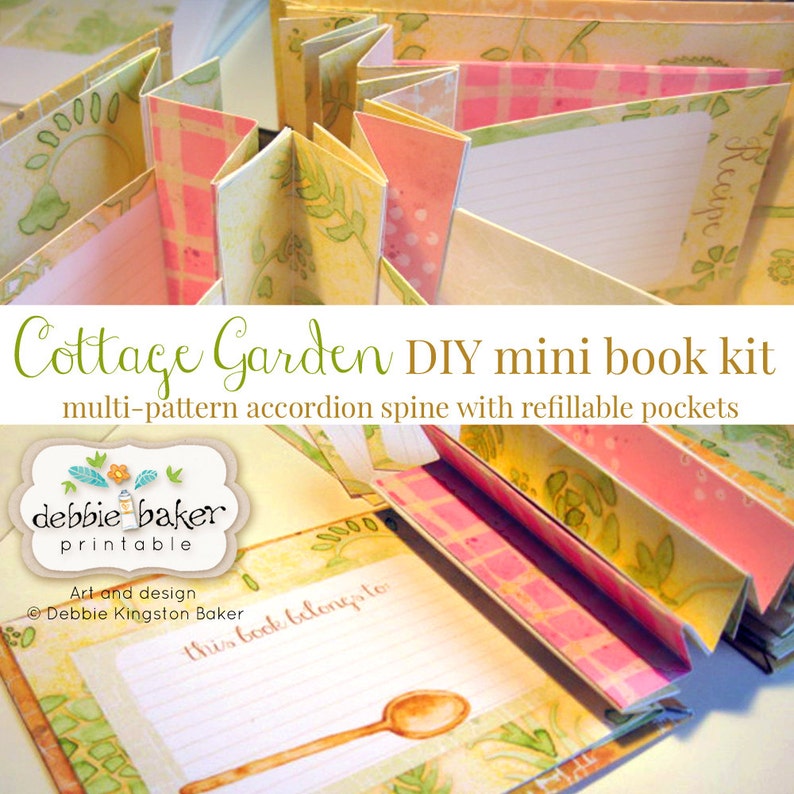 DIY Accordion Spine Mini Book Kit, Garden or Recipe Theme,finished 4 7/ ...