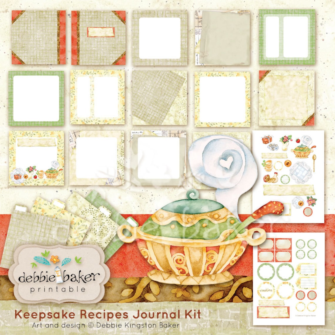 My Keepsake Recipes 8 X 8 Printable Journal Kit, Editable, Book Ring ...