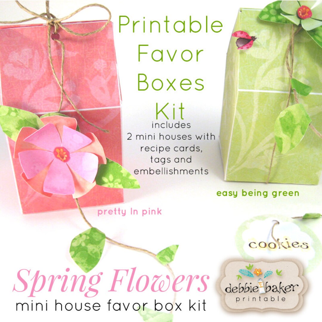 Mini House Favor Box Kit With Editable Recipe Cards, Embellishments, 2 ...