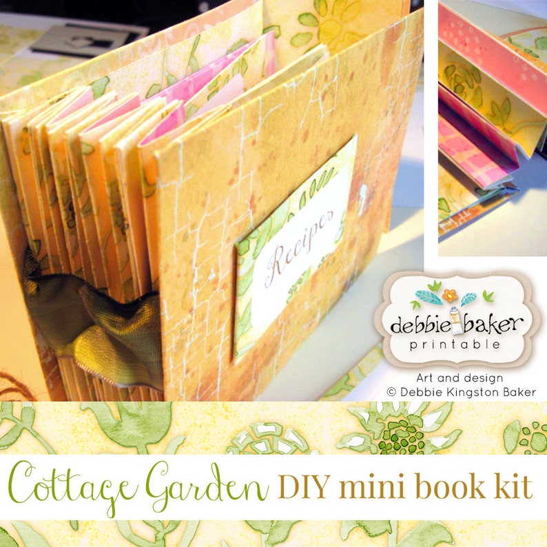 DIY Accordion Spine Mini Book Kit, Garden or Recipe Theme,finished 4 7/ ...