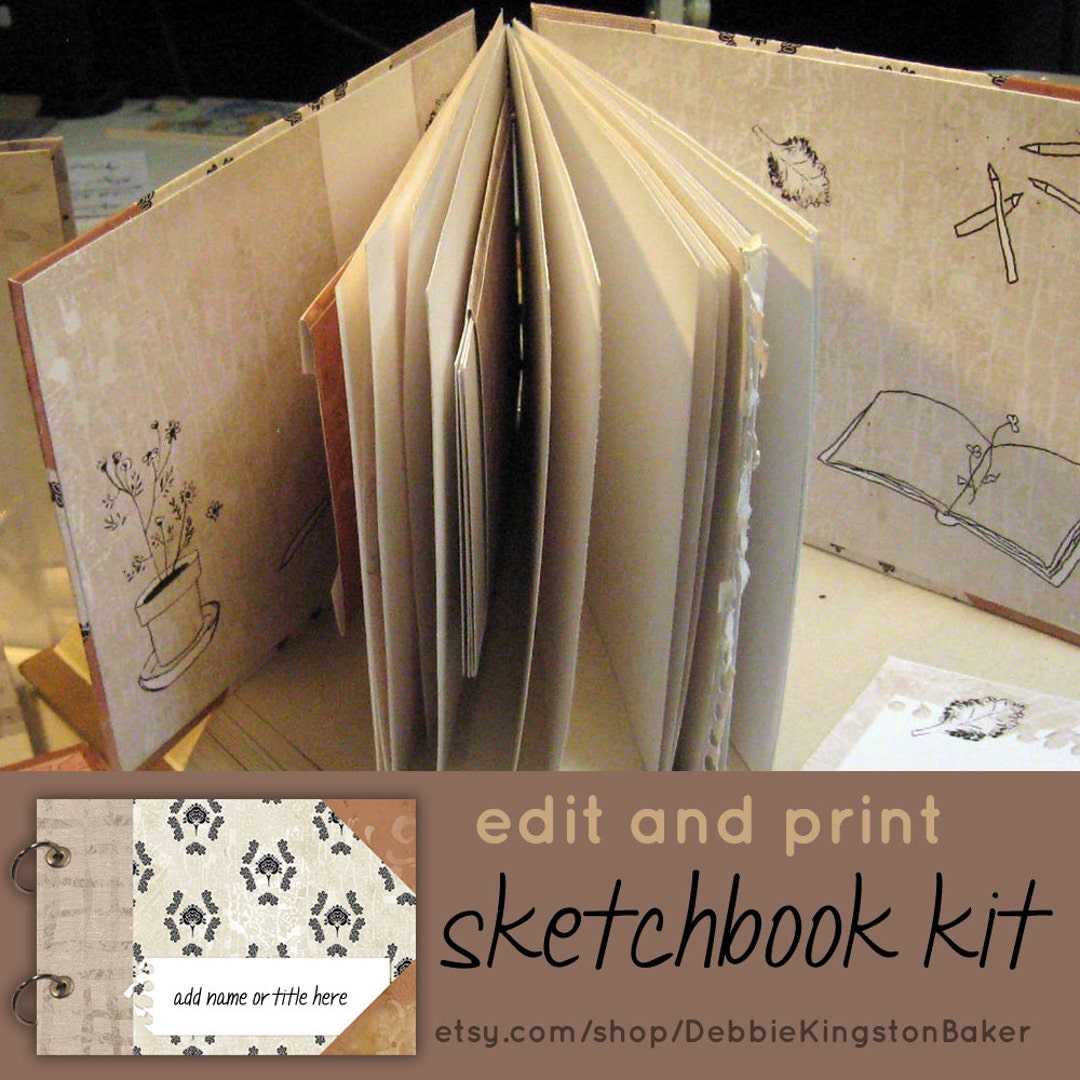 Printable Mini Sketchbook Kit Earth Tones 5x7in. Editable Journaling ...