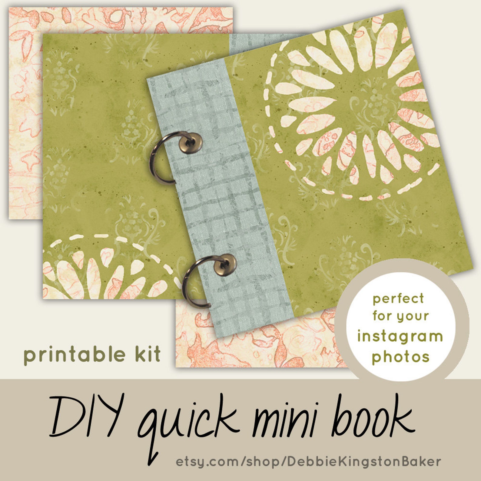 DIY Instagram Book 5.25x5in.watercolor Art, Easy Printable Kit for ...