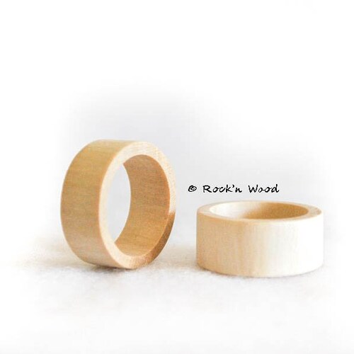 3 Unfinished Wooden Finger Rings Large Flat Top Many Sizes - Etsy