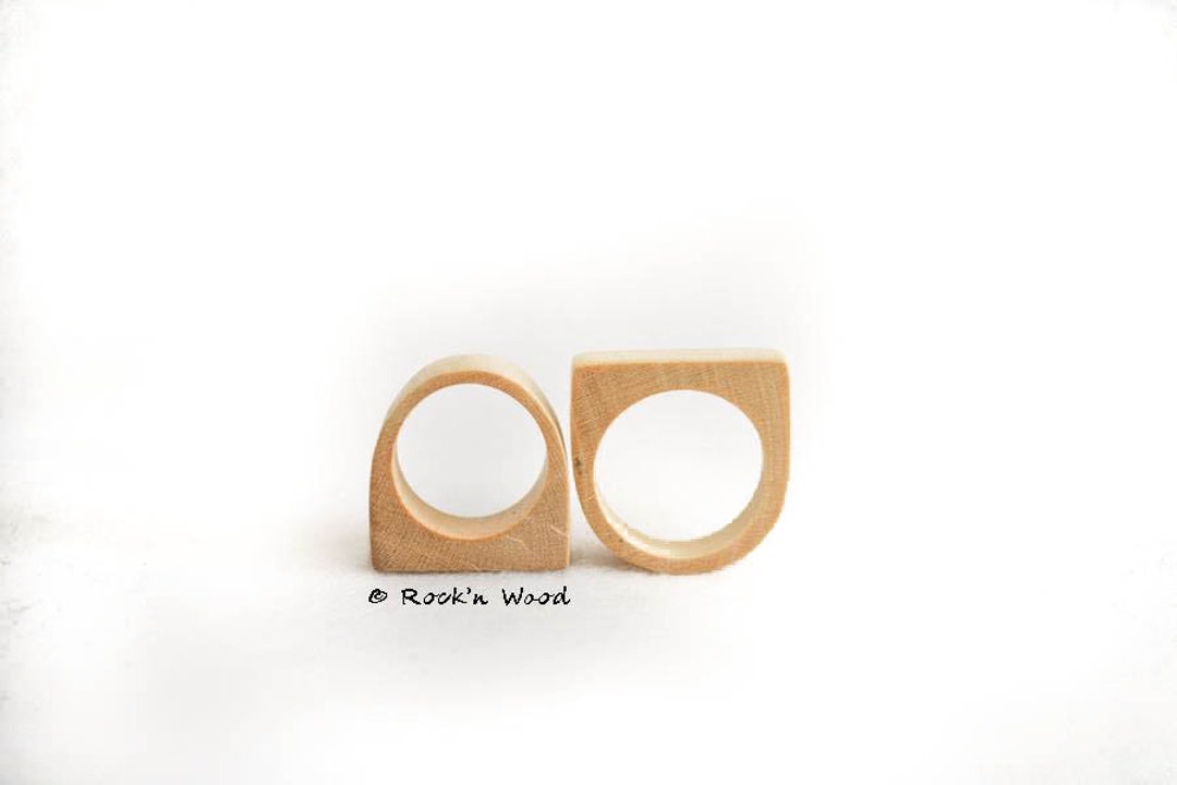 3 Unfinished Wooden Finger Rings - Flat Top - Many Sizes to Choose From ...