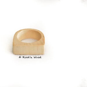 3 Unfinished Wooden Finger Rings - Flat Top - Many Sizes to Choose From ...