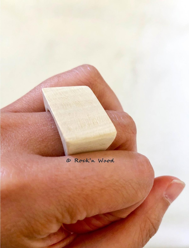 3 Unfinished Wooden Finger Rings - Large Flat Top - Many Sizes to ...