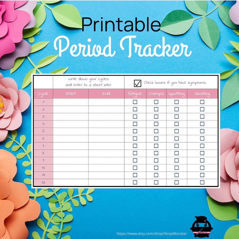 Period Tracker With Cycle Predictions and Symptoms Chart (google Sheet ...