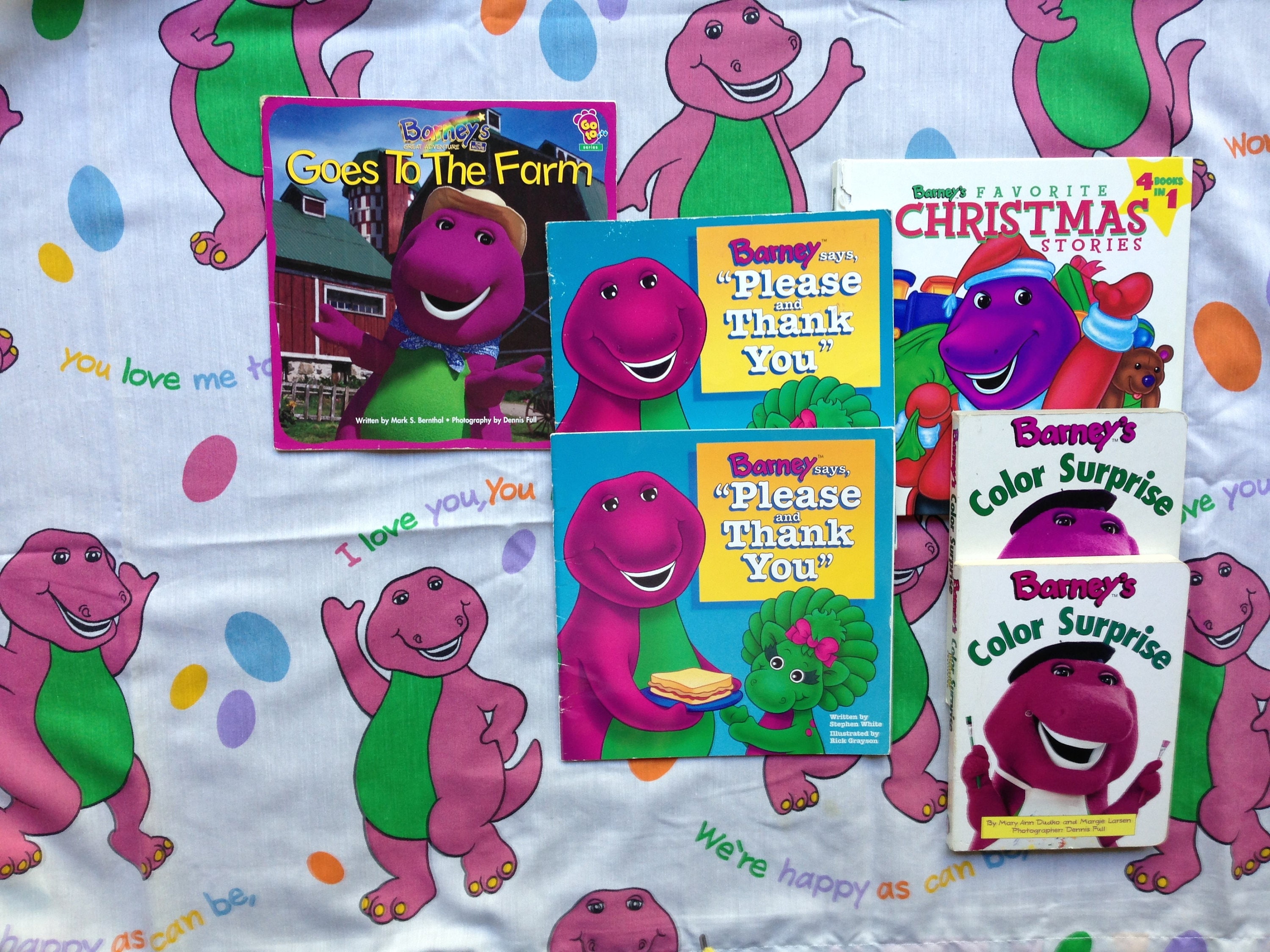 BARNEY BOOKS, PUZZLES, Baby Bop Puppet, B J, Playskool, Play Ball ...