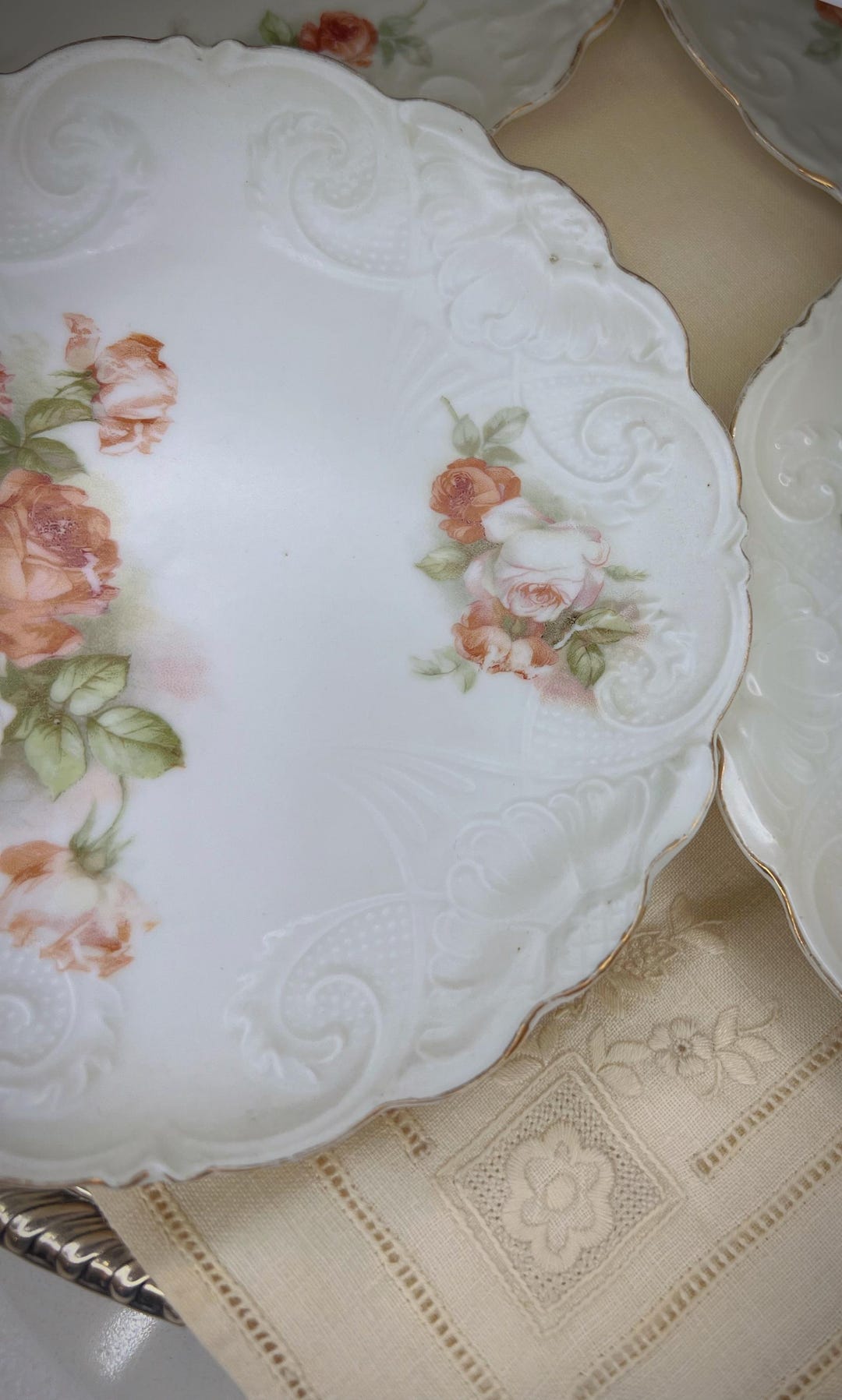 Vintage Floral Cottage Dish Set - 4 Plates - Etsy