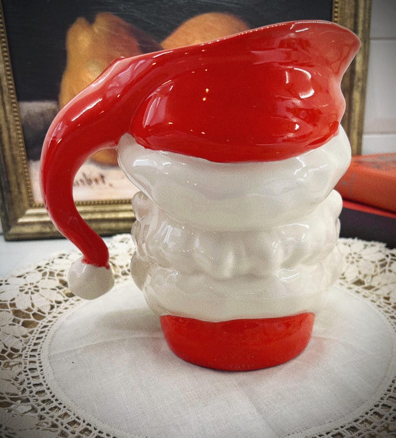 Vintage Jamar Mallory Winking Santa Pitcher – Ceramic Holiday Serveware ...