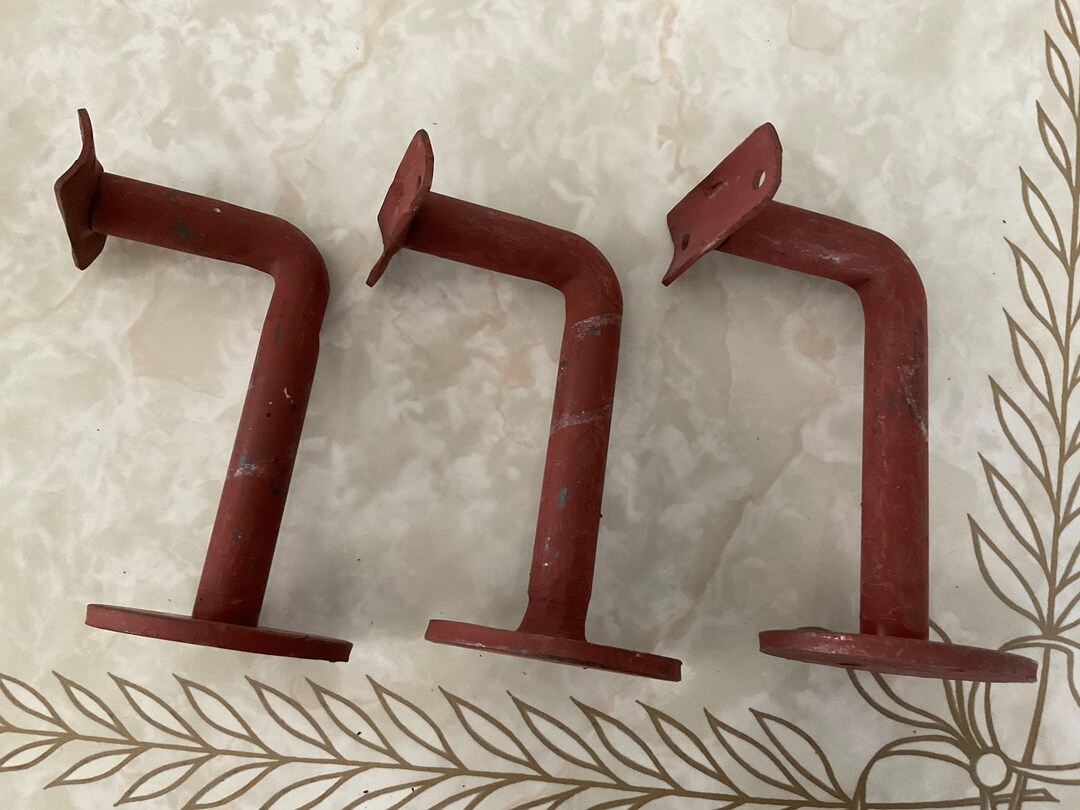 Industrial Metal Handrail Brackets Set of 3 Vintage - Etsy