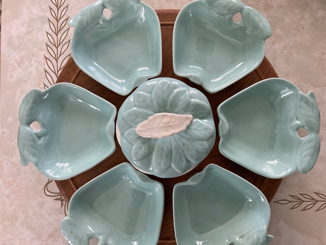 Vtg Belmar of California USA Pottery Relish Tray Apple Dishes 9 Piece ...