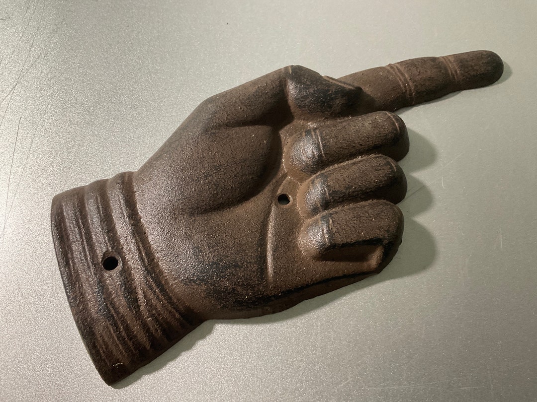 Cast Iron Pointing Finger Sign Wall Decor Directional Finger Rustic ...