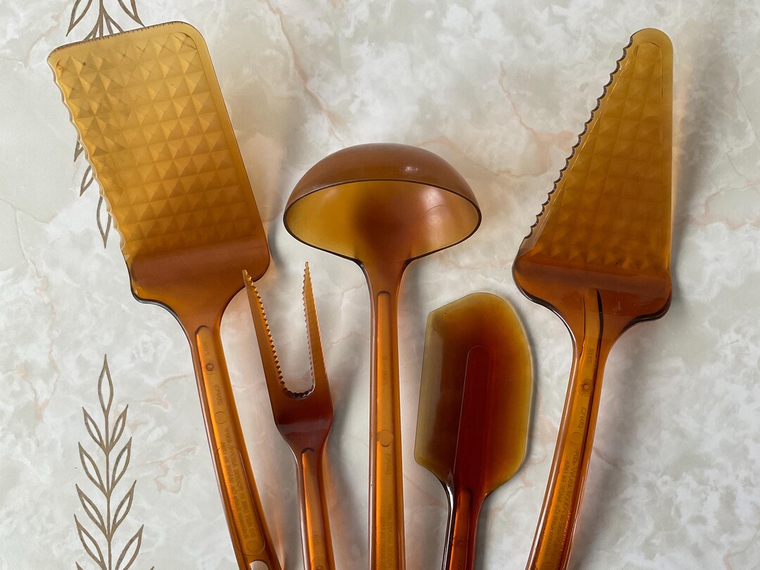 5 Piece ULTRATEMP Utensils 80s Amber Visions Cookware Serving Utensils ...