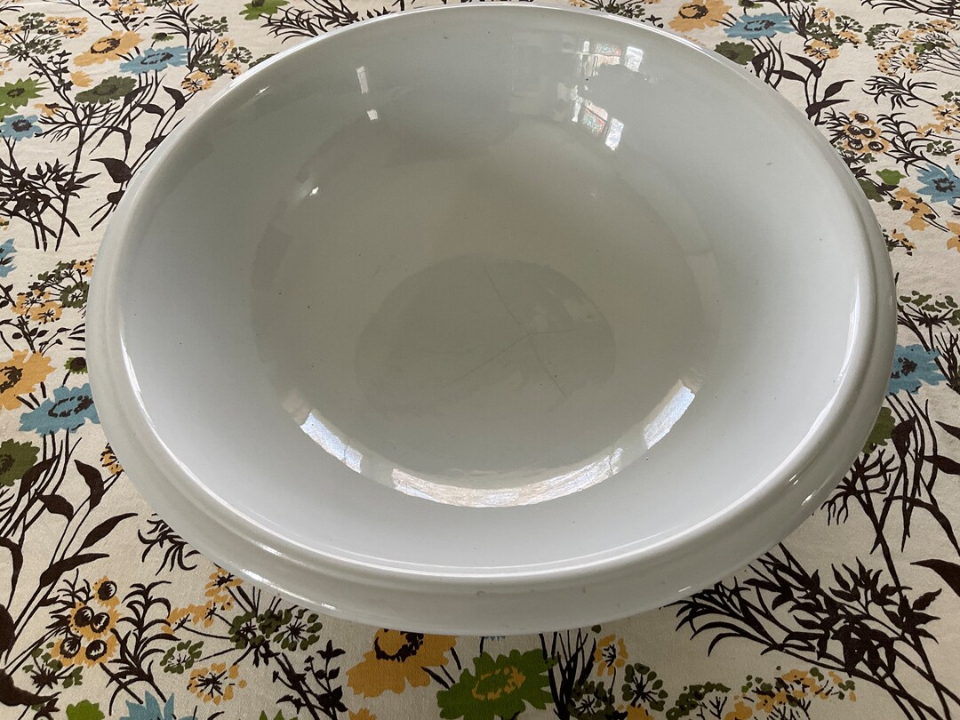 Antique Ironstone Bowl 14 Inch Large White Richard Alcock Burslem ...