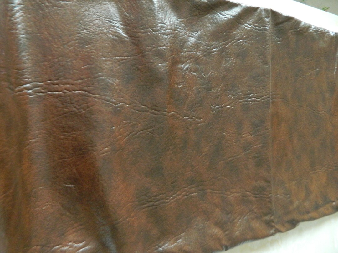 Faux Leather Brown Textured Naugahyde Fabric Remnant Upholstery Vinyl ...
