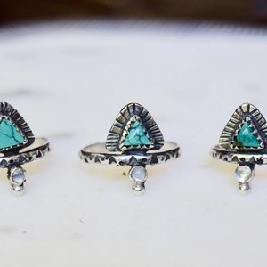 Turquoise Triangle Ring Turquoise Jewelry Moonstone Jewelry Boho ...