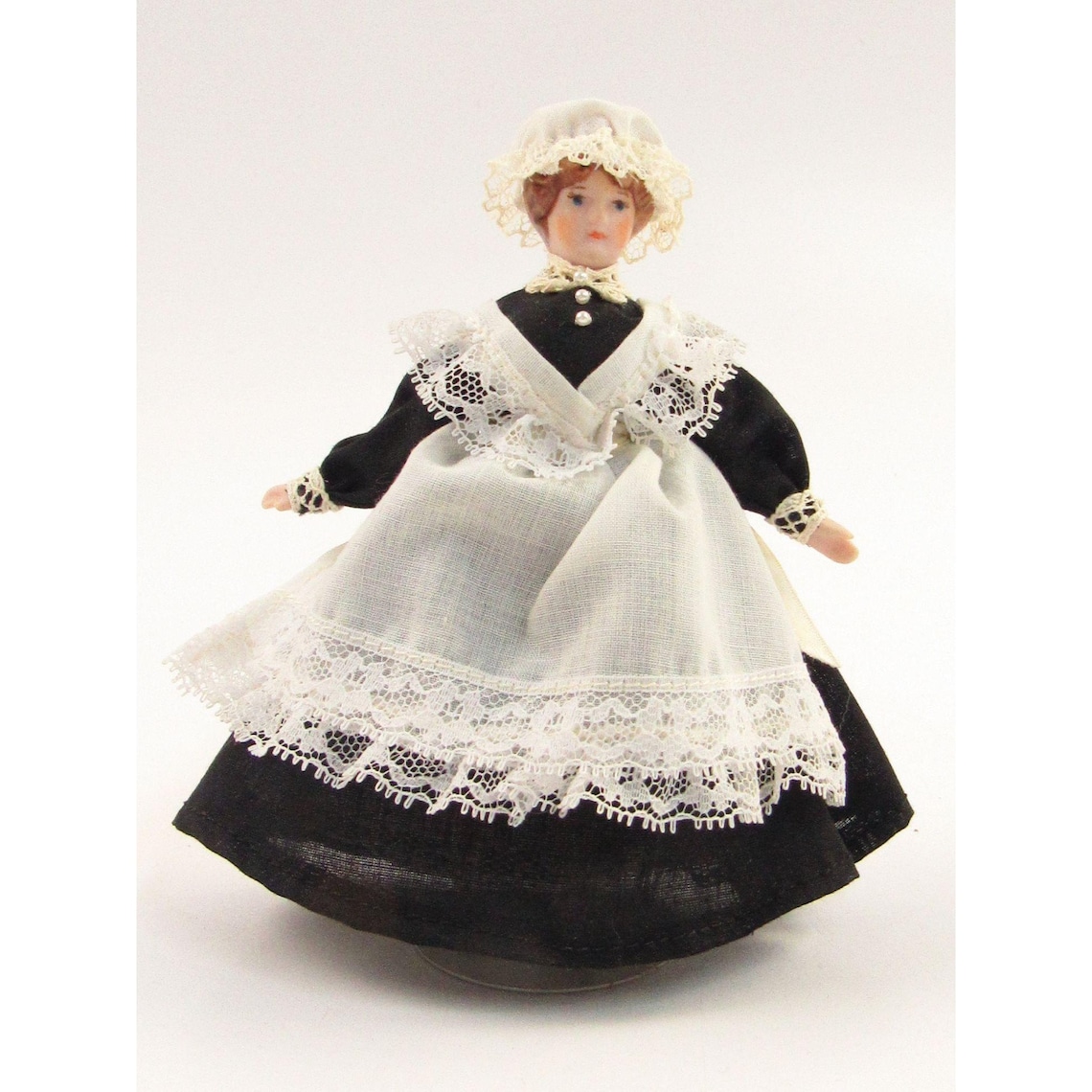 Miniature Porcelain Maid Doll in Black & White Uniform for | Etsy