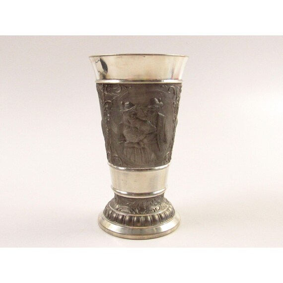 Vtg Zinn Becker Pewter Wine Cup with 3 Scenes in Relief | Etsy